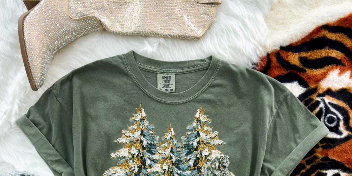 Red Christmas Tree Truck Faux Hand Painted Wholesale Tee – Wills Creek ...