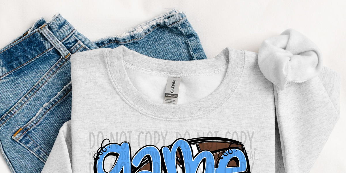 Game Day Football Columbia Blue DTF Transfer (SWD) – Wills Creek Designs