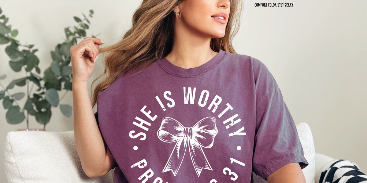 She is Worthy Bow Screen Print Transfer Q63 – Wills Creek Designs