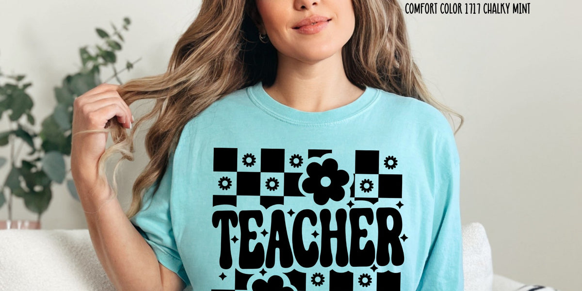 Teacher Checkered Screen Print Transfer J25 – Wills Creek Designs