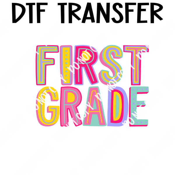 Colorful First Grade girl DTF Transfer – Wills Creek Designs