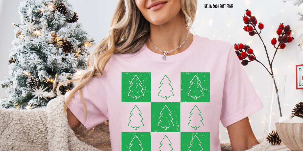 Checkered Christmas Tree Screen Print Transfer V85 – Wills Creek Designs