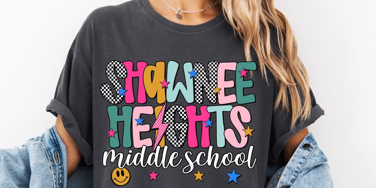 Shawnee Heights Middle School Mix Print Preppy Mascot DTF Transfer ...