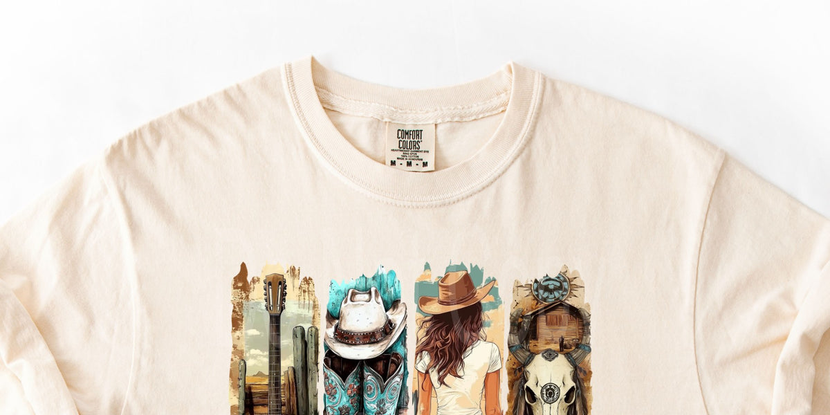 Western Turquoise Collage DTF Transfer – Wills Creek Designs