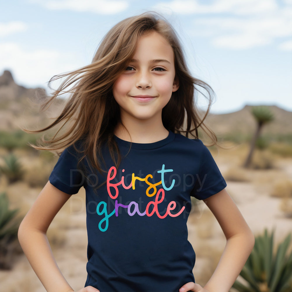 Colorful Cursive first grade DTF Transfer – Wills Creek Designs