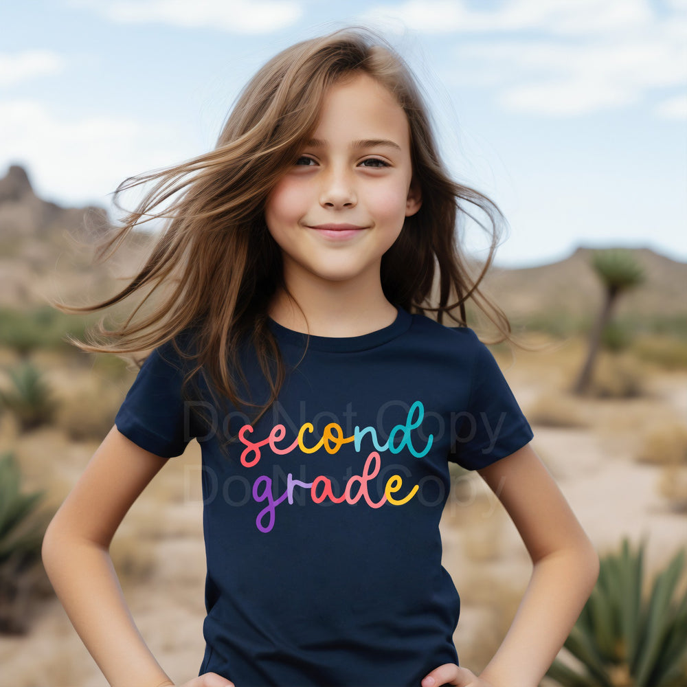 Colorful Cursive Second Grade DTF Transfer – Wills Creek Designs