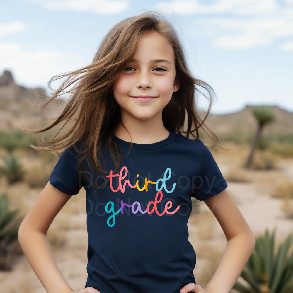 Colorful Cursive Third Grade DTF Transfer – Wills Creek Designs