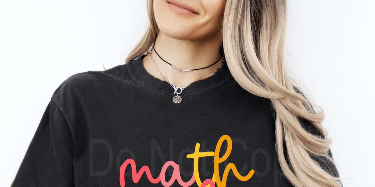 Colorful Cursive MATH TEACHER DTF Transfer – Wills Creek Designs