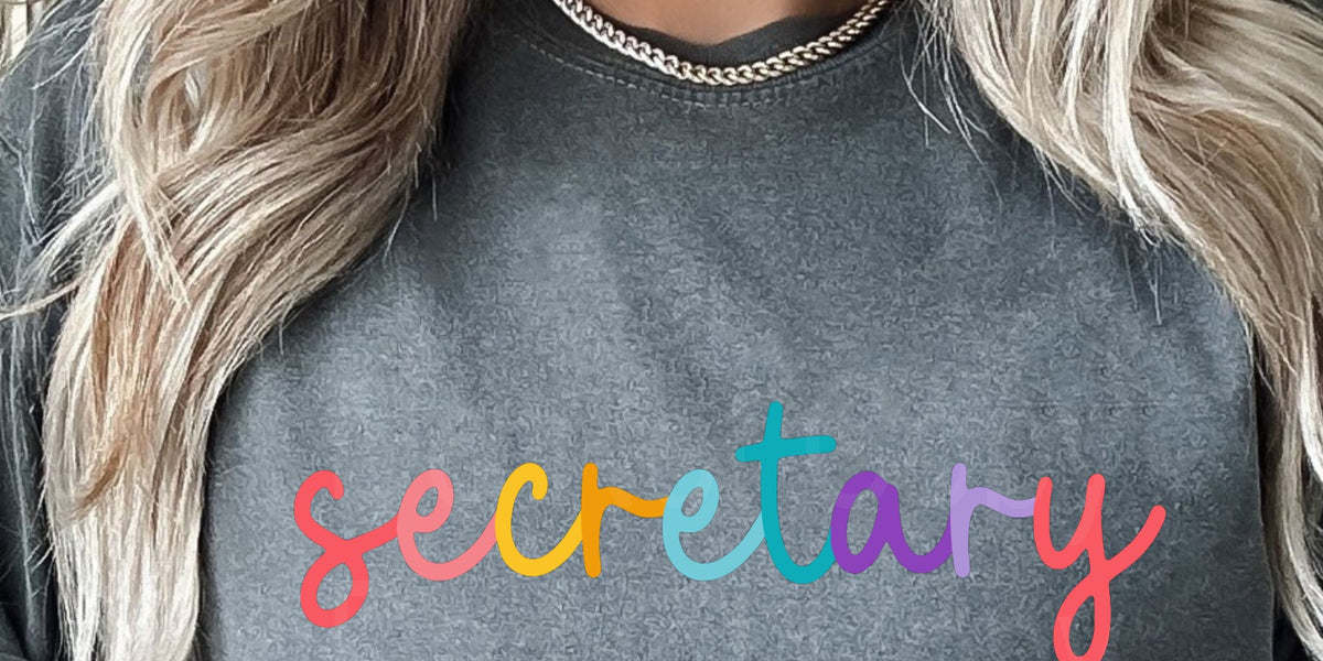 Colorful Cursive SECRETARY DTF Transfer – Wills Creek Designs