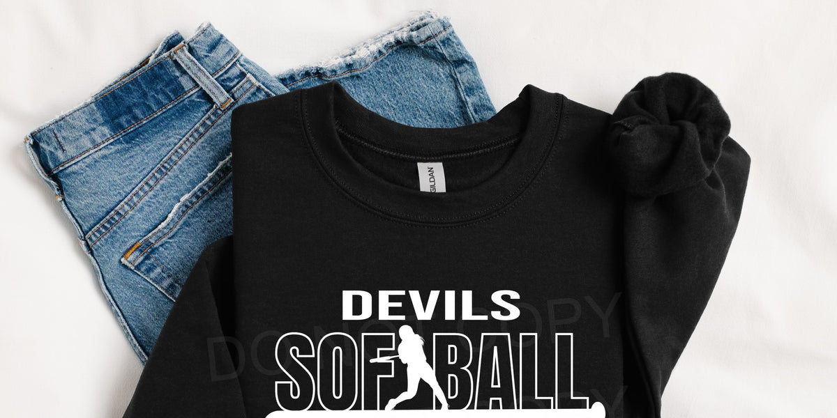 Devils Softball WHITE INK DTF Transfer – Wills Creek Designs