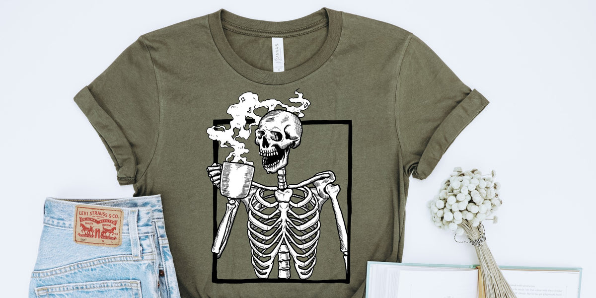 Skeleton Coffee Screen Print Transfer R108 – Wills Creek Designs