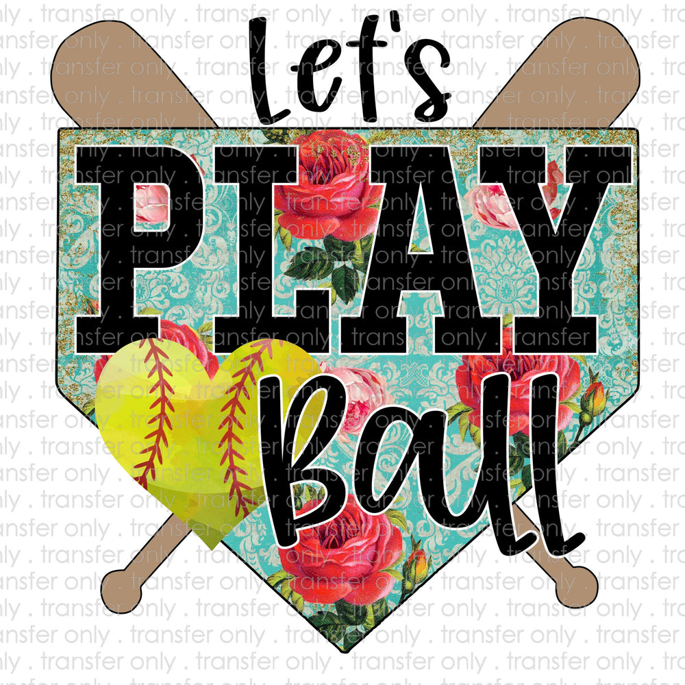 Lets Play Ball Softball Floral Digital Download – Wills Creek Designs