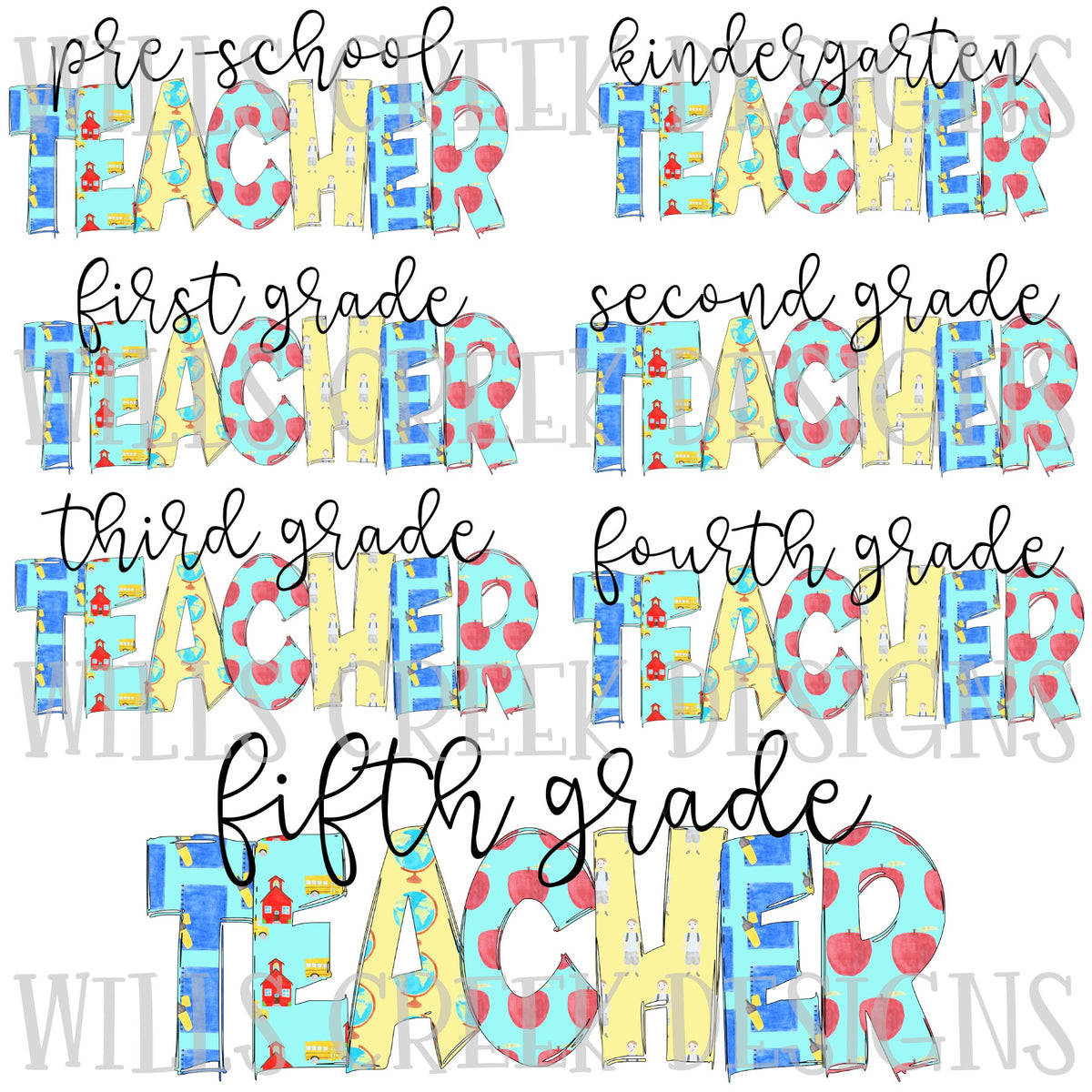 Teacher Doodle Bundle Digital Download – Wills Creek Designs